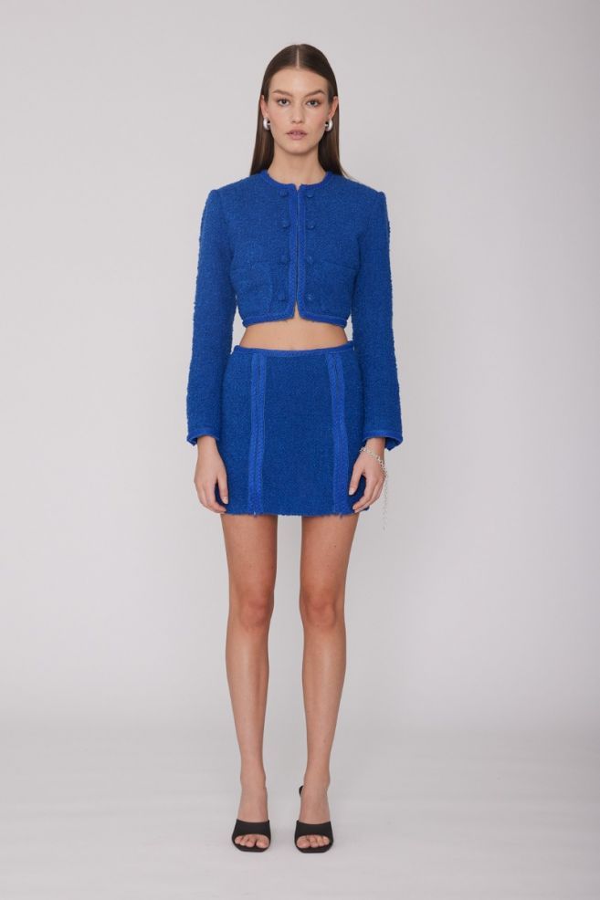 ROTATE BY BIRGER CHRISTENSEN ROTATE Mini Skirt with Woven Trim