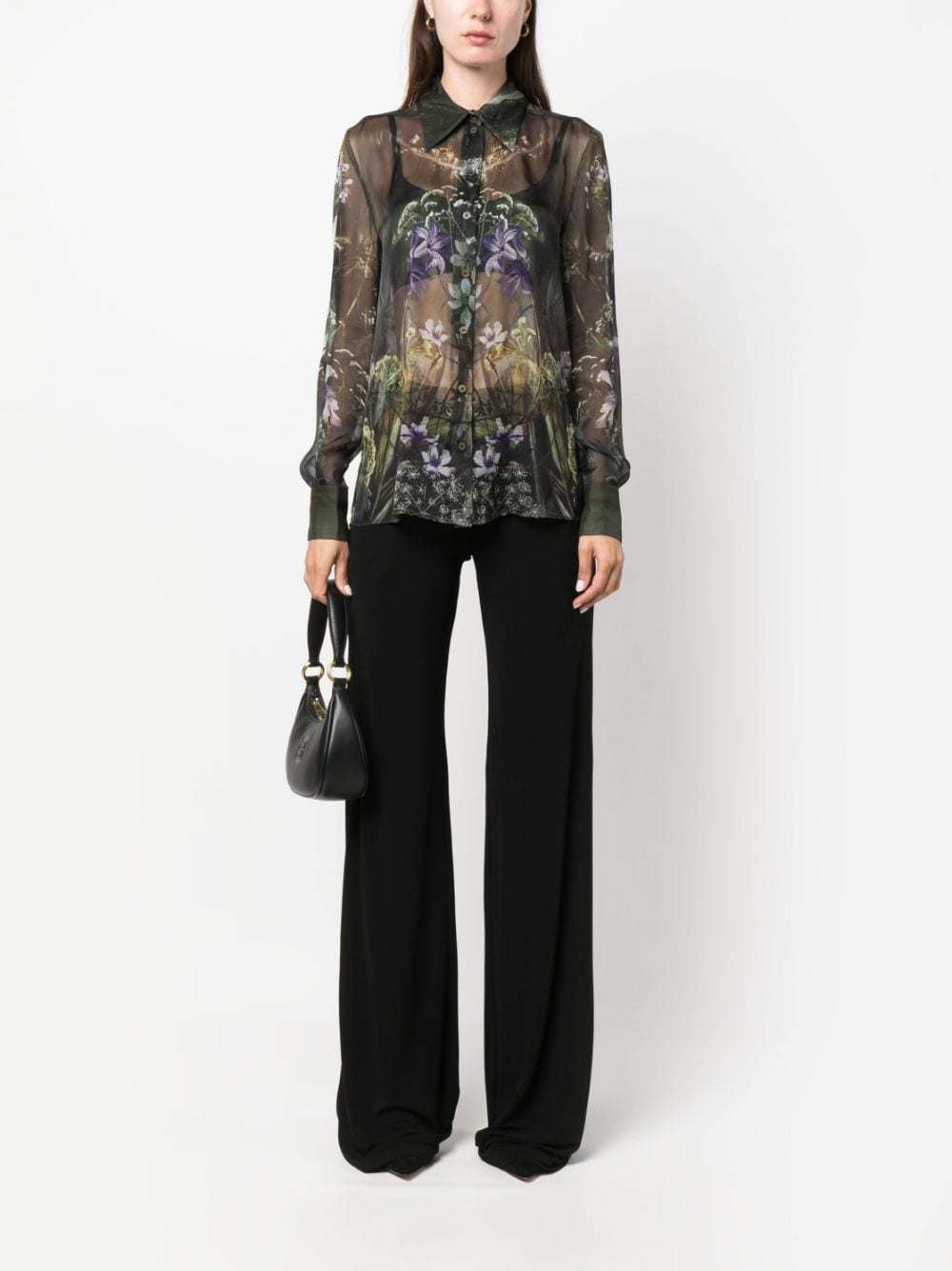 ALBERTA FERRETTI Alberta Ferretti Floral Print Sheer Shirt