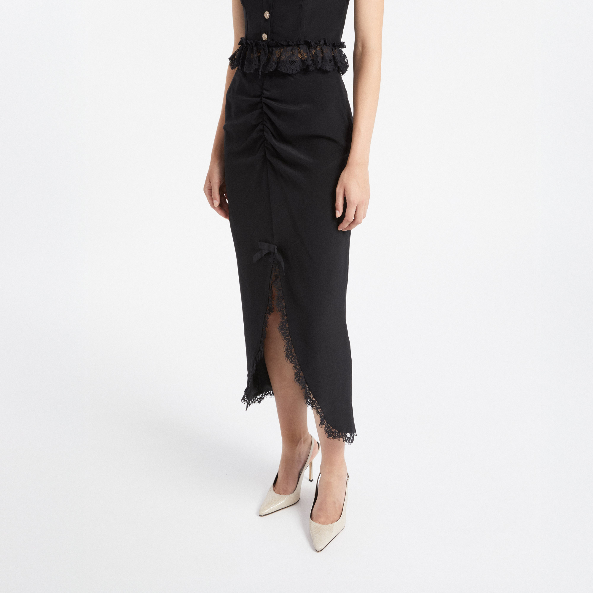 ALESSANDRA RICH Alessandra Rich Lace-Trim Midi Skirt