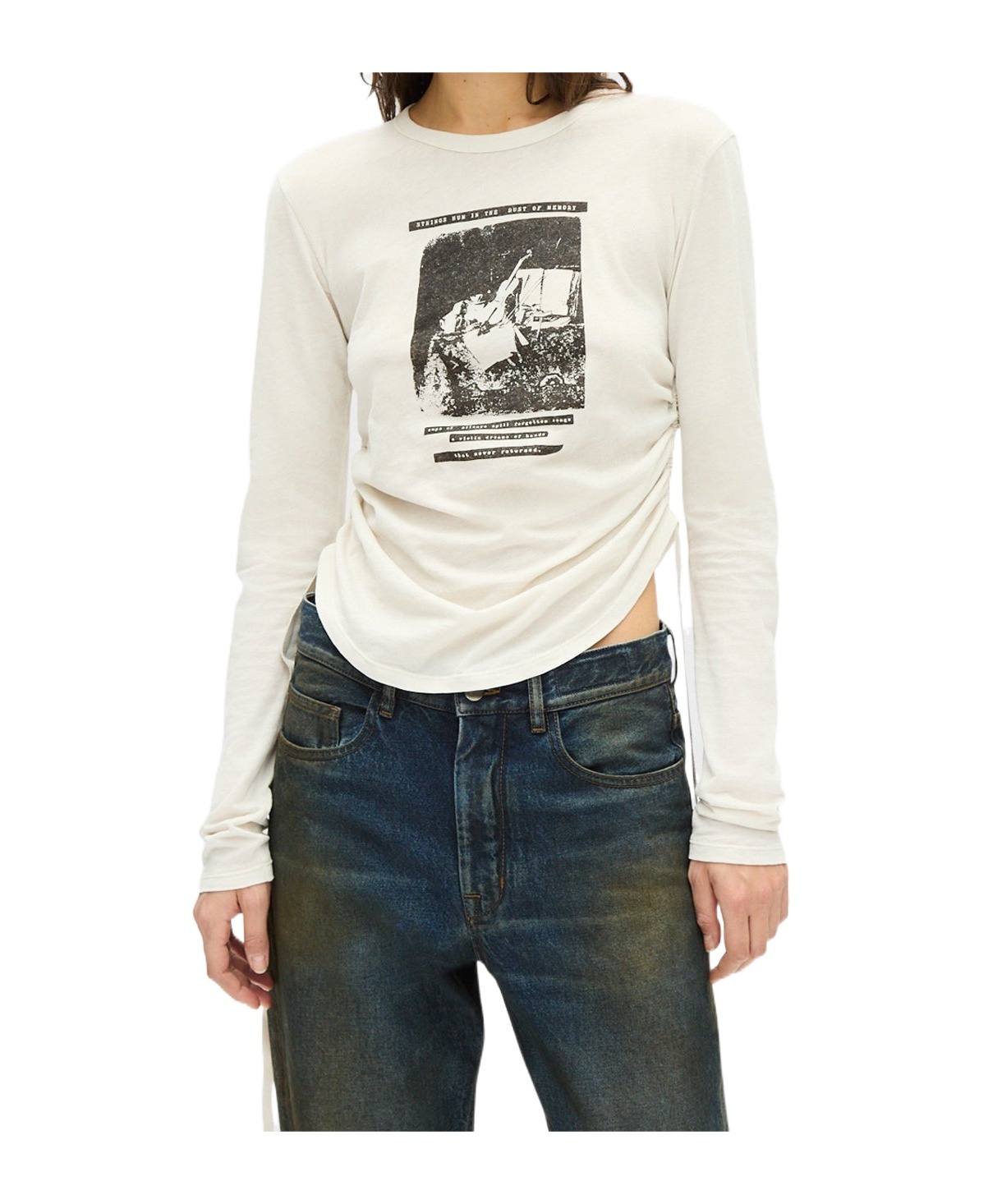 ANN DEMEULEMEESTER Ann Demeulemeester Graphic Print Ruched Top
