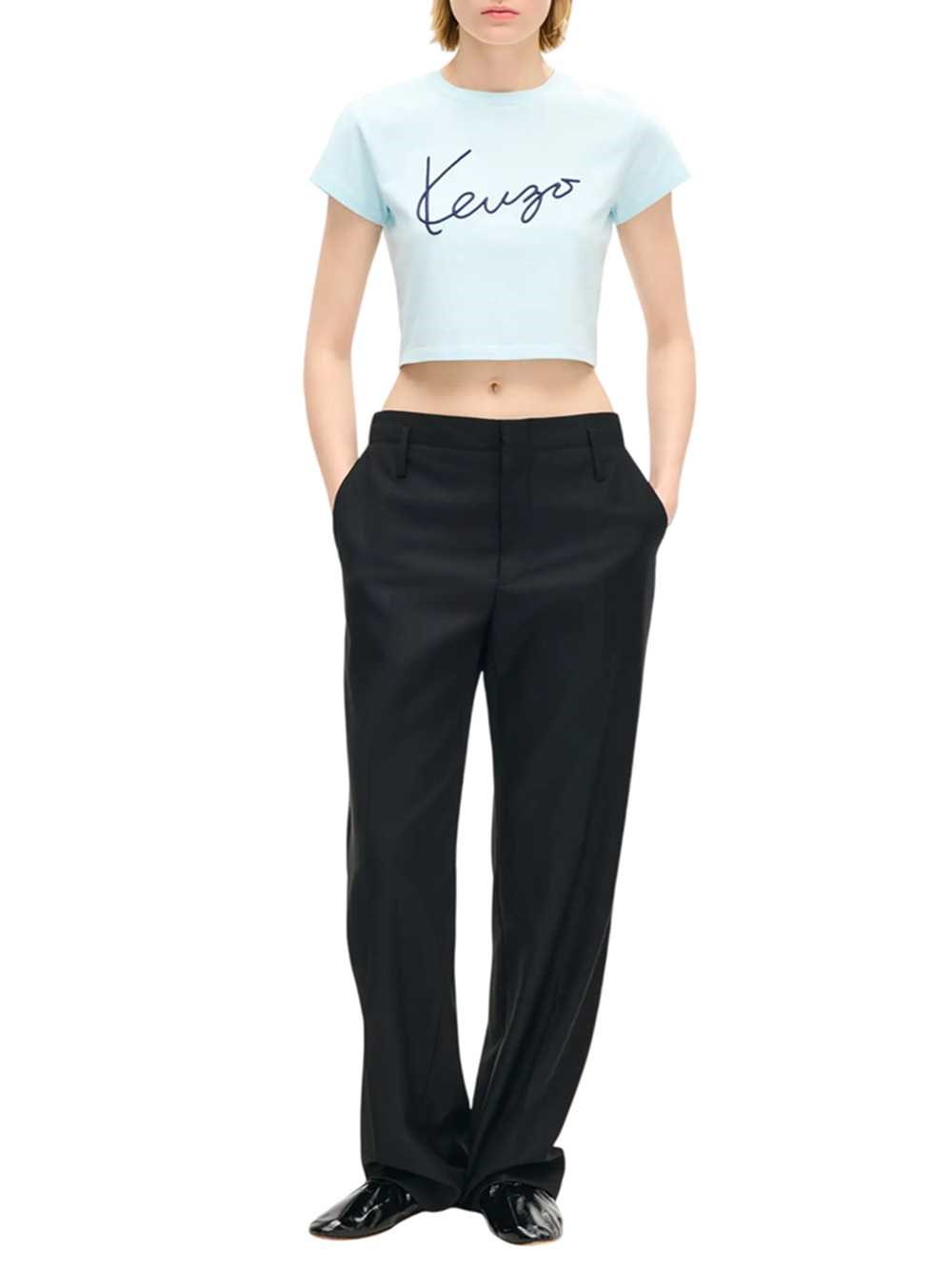 KENZO KENZO "Signature" Embroidered Cotton Cropped T-Shirt
