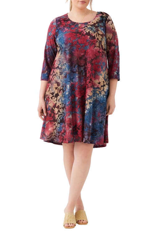 KAREN KANE Karen Kane Maggie Floral Three-Quarter Sleeve Jersey Dress
