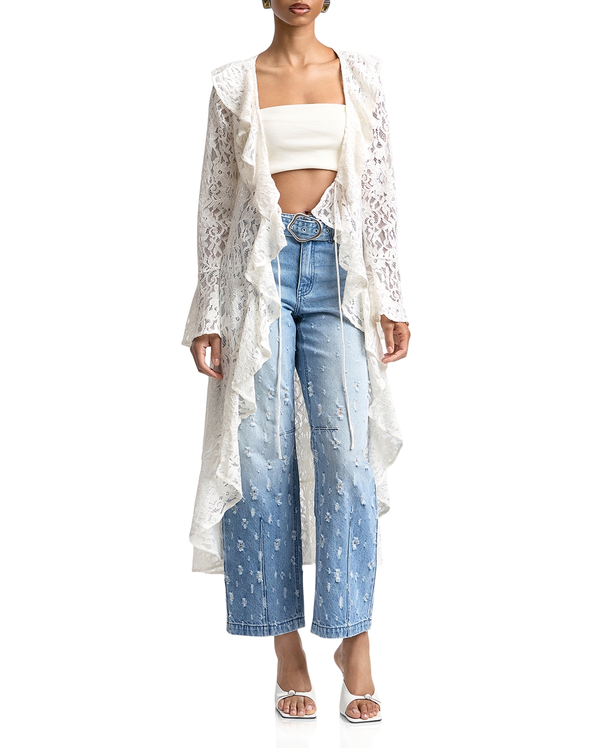AVEC LES FILLES Avec Les Filles Lace Cascade Duster Jacket
