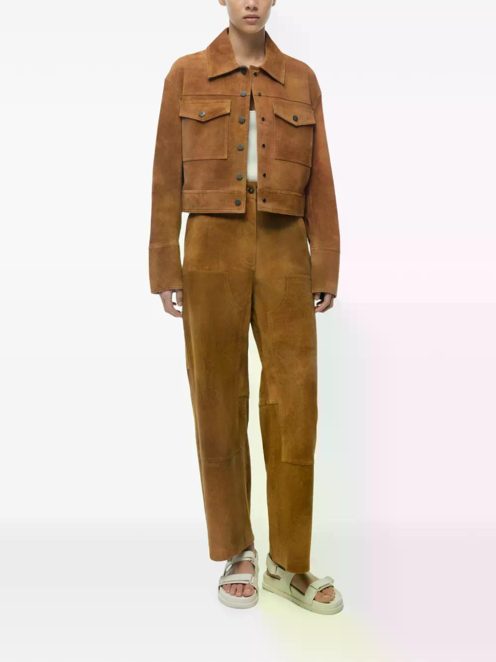 SIMKHAI Simkhai Suede Straight-Leg Trousers