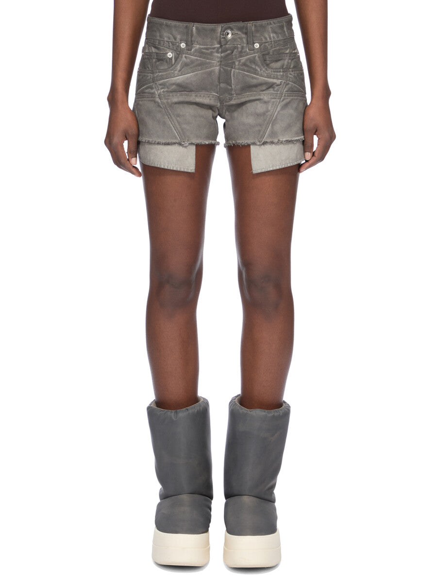 RICK OWENS RICK OWENS DRKSHDW Mid-Rise Denim Shorts with Raw Hem