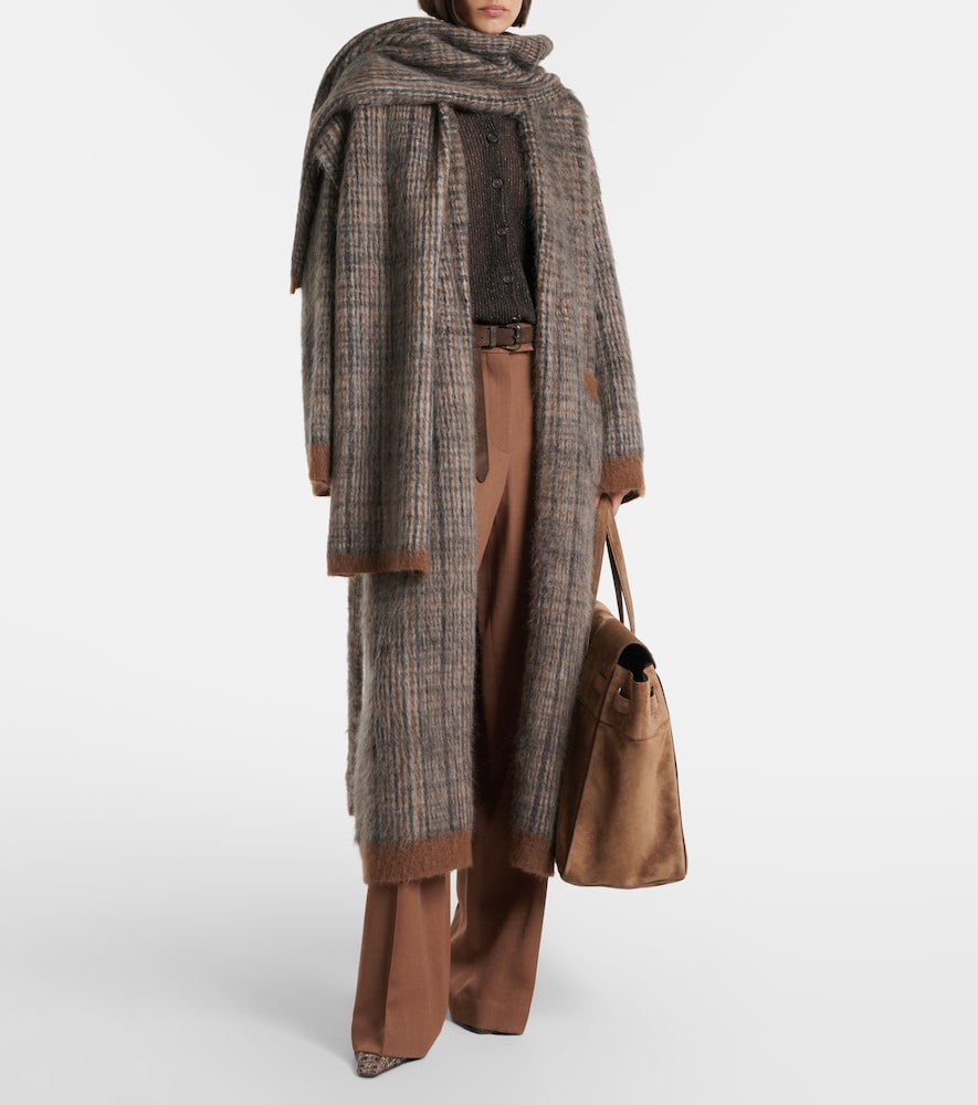 BRUNELLO CUCINELLI Brunello Cucinelli Checked Mohair and Wool-Blend Wrap Coat