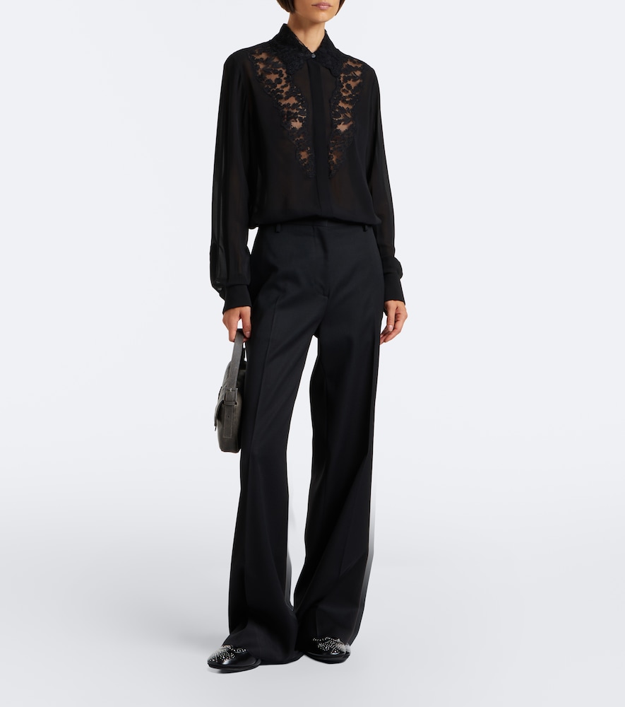FENDI Fendi Lace-Trimmed Silk Georgette Shirt