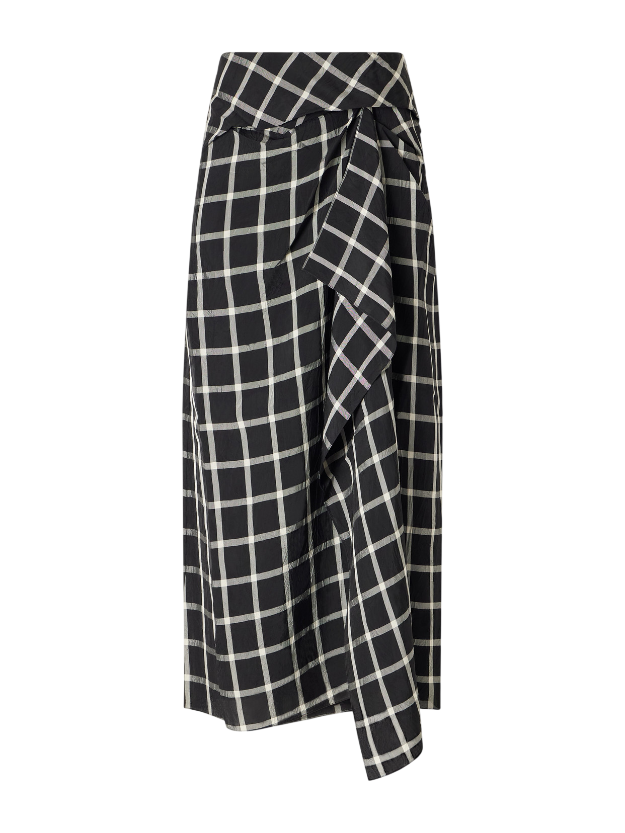 ERDEM Erdem Checked Crinkled-Satin Midi Skirt