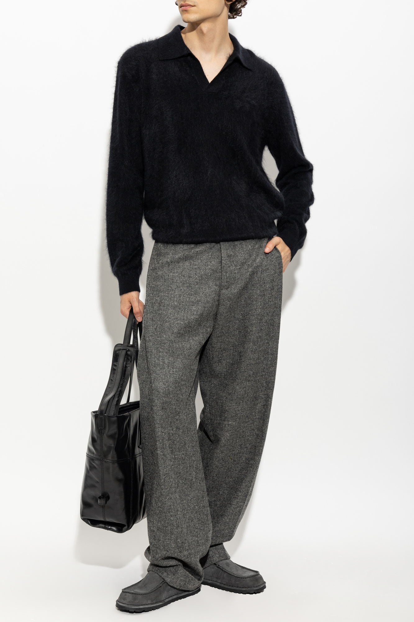 LISA YANG Lisa Yang 'Omar' Black Cashmere Polo