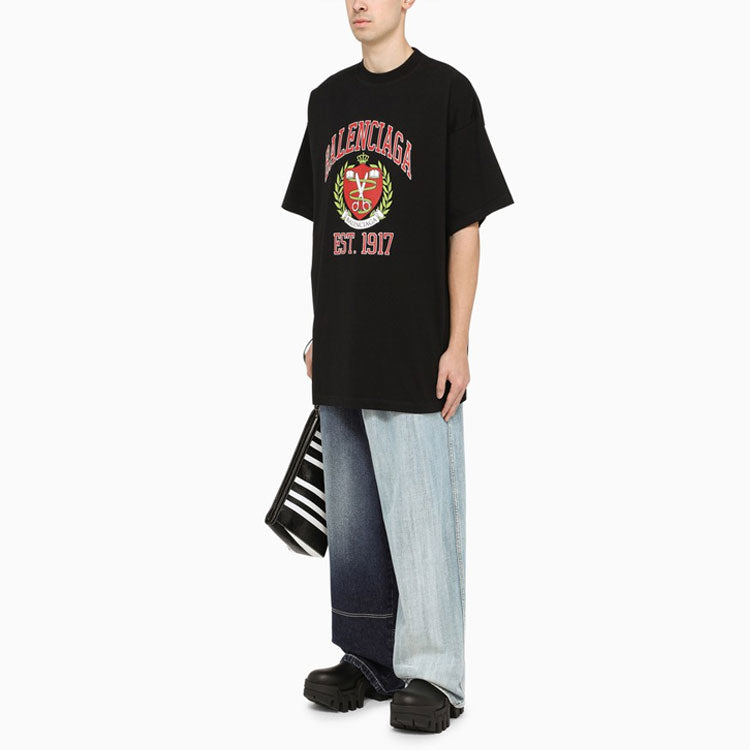 BALENCIAGA balenciaga est. 1917 college logo print cotton t-shirt 'black'
