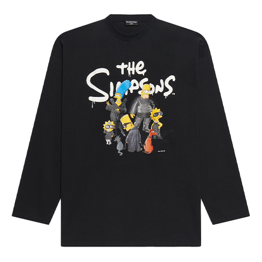 BALENCIAGA balenciaga x the simpsons long sleeve t-shirt large fit 'black'