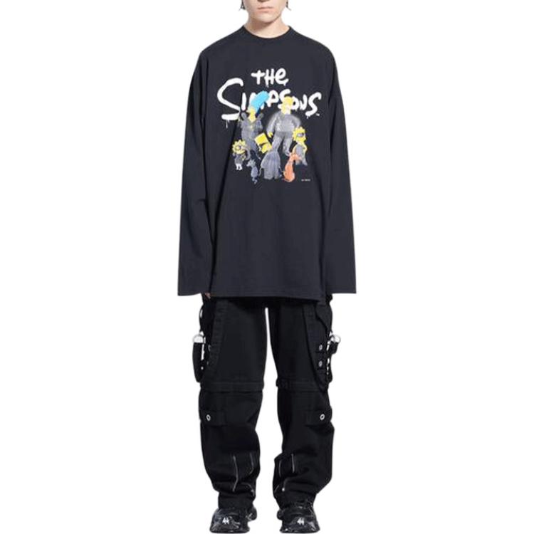 BALENCIAGA balenciaga x the simpsons long sleeve t-shirt large fit 'black'