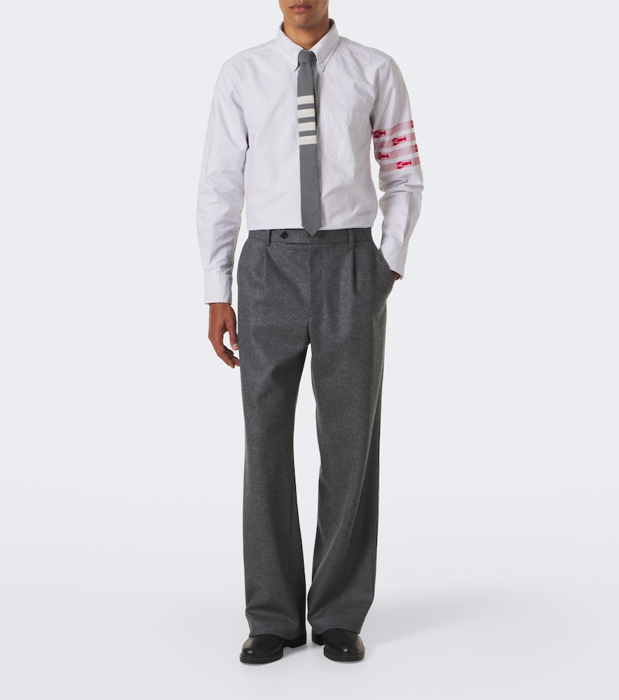 THOM BROWNE 4-bar striped cotton oxford shirt