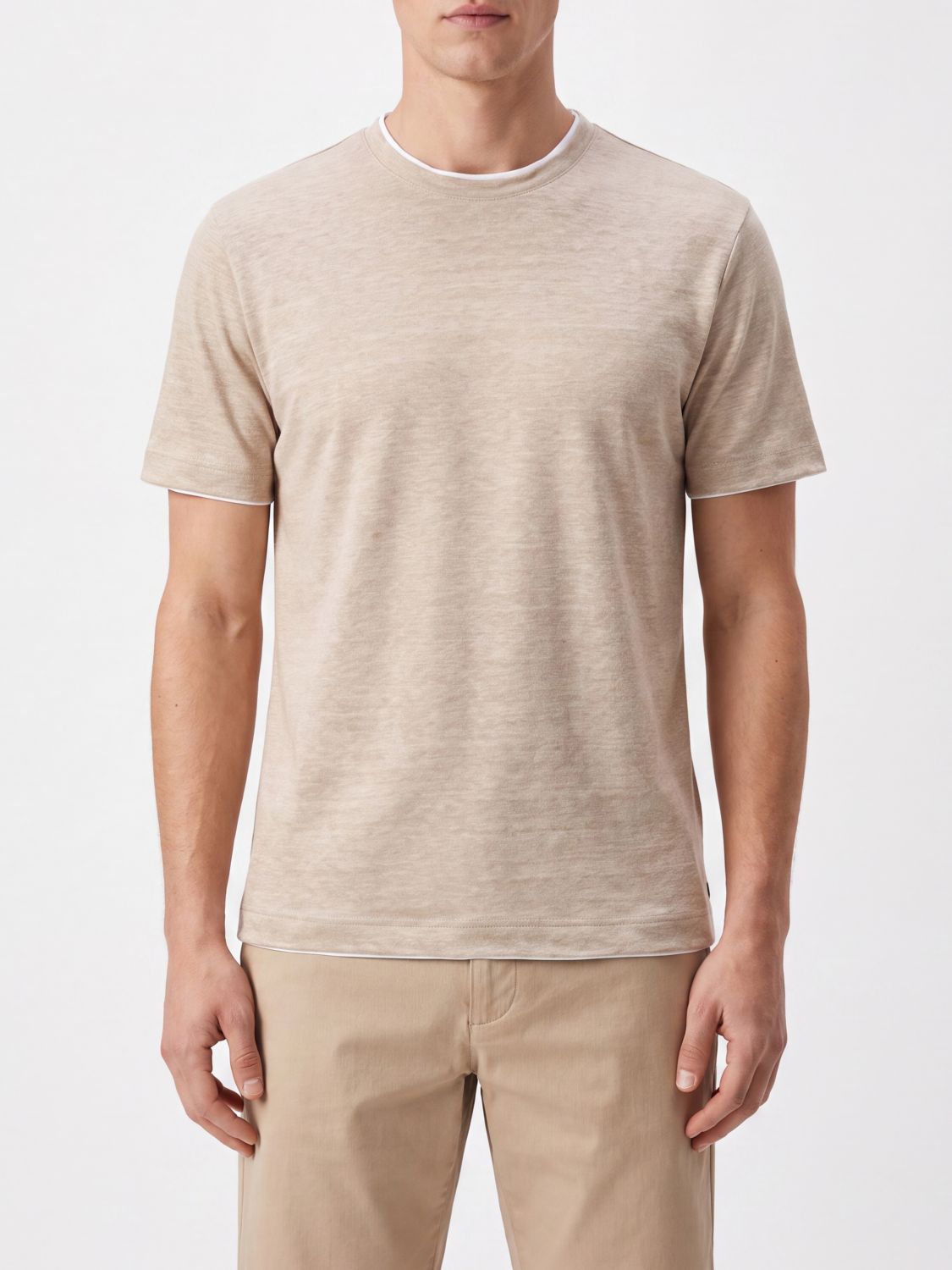 ELEVENTY slim fit crewneck t-shirt in pure linen