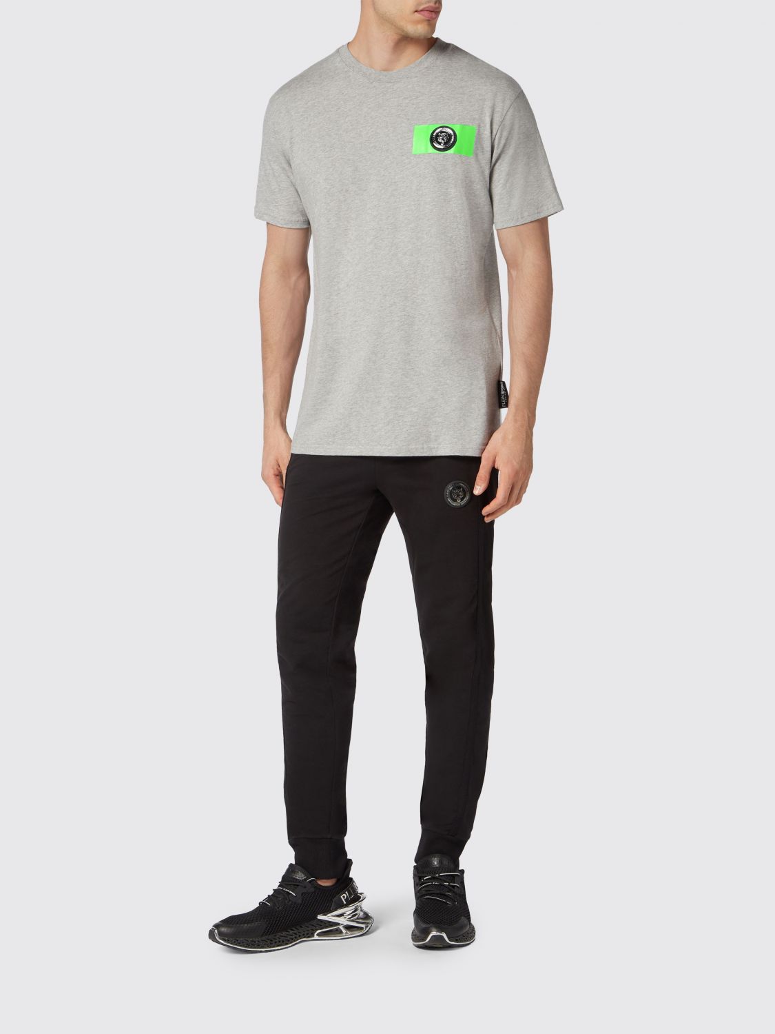 PLEIN SPORT short-sleeved cotton t-shirt with contrasting logo