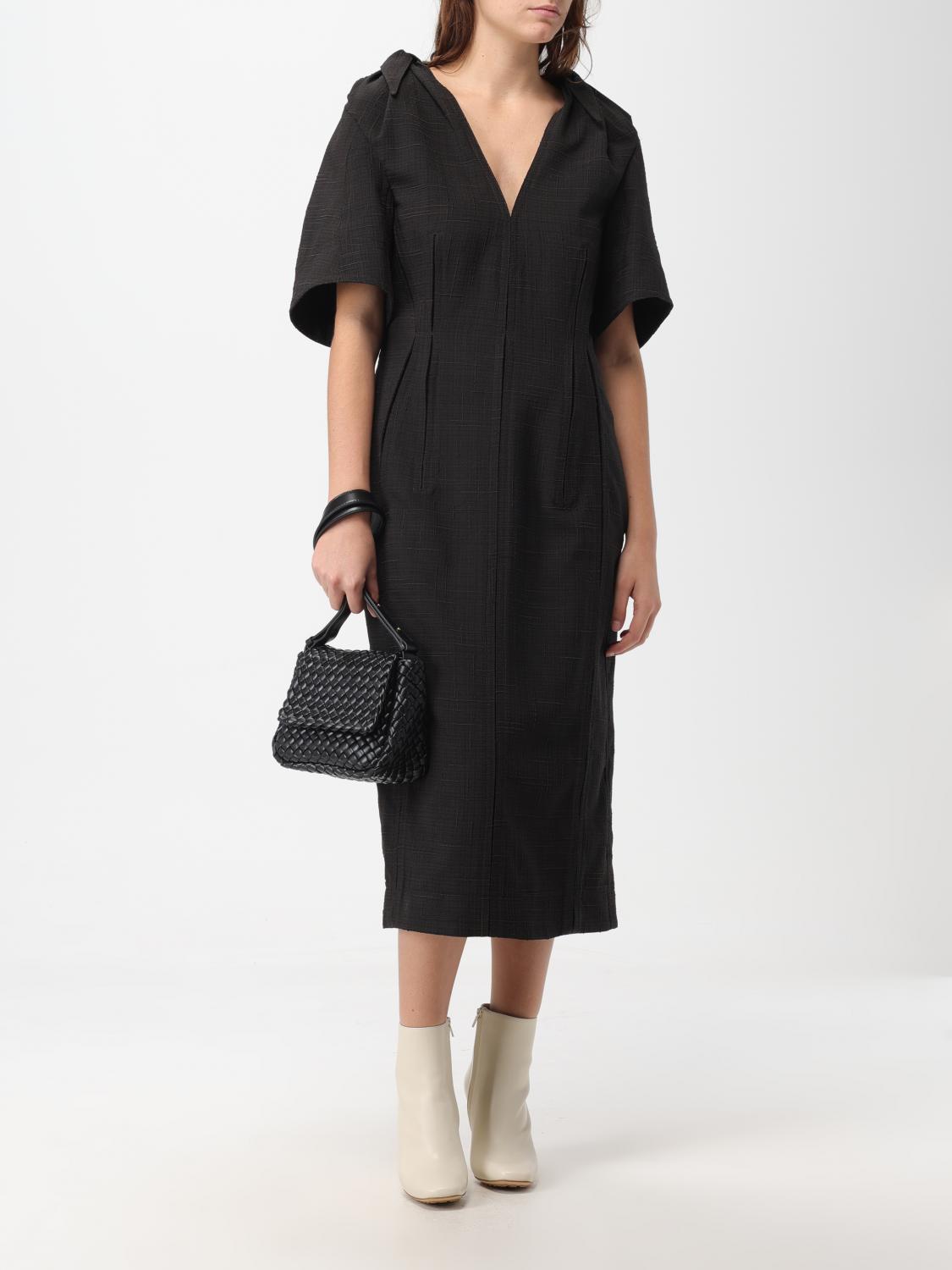 BOTTEGA VENETA Bottega Veneta Checked Wool Blend Midi Dress