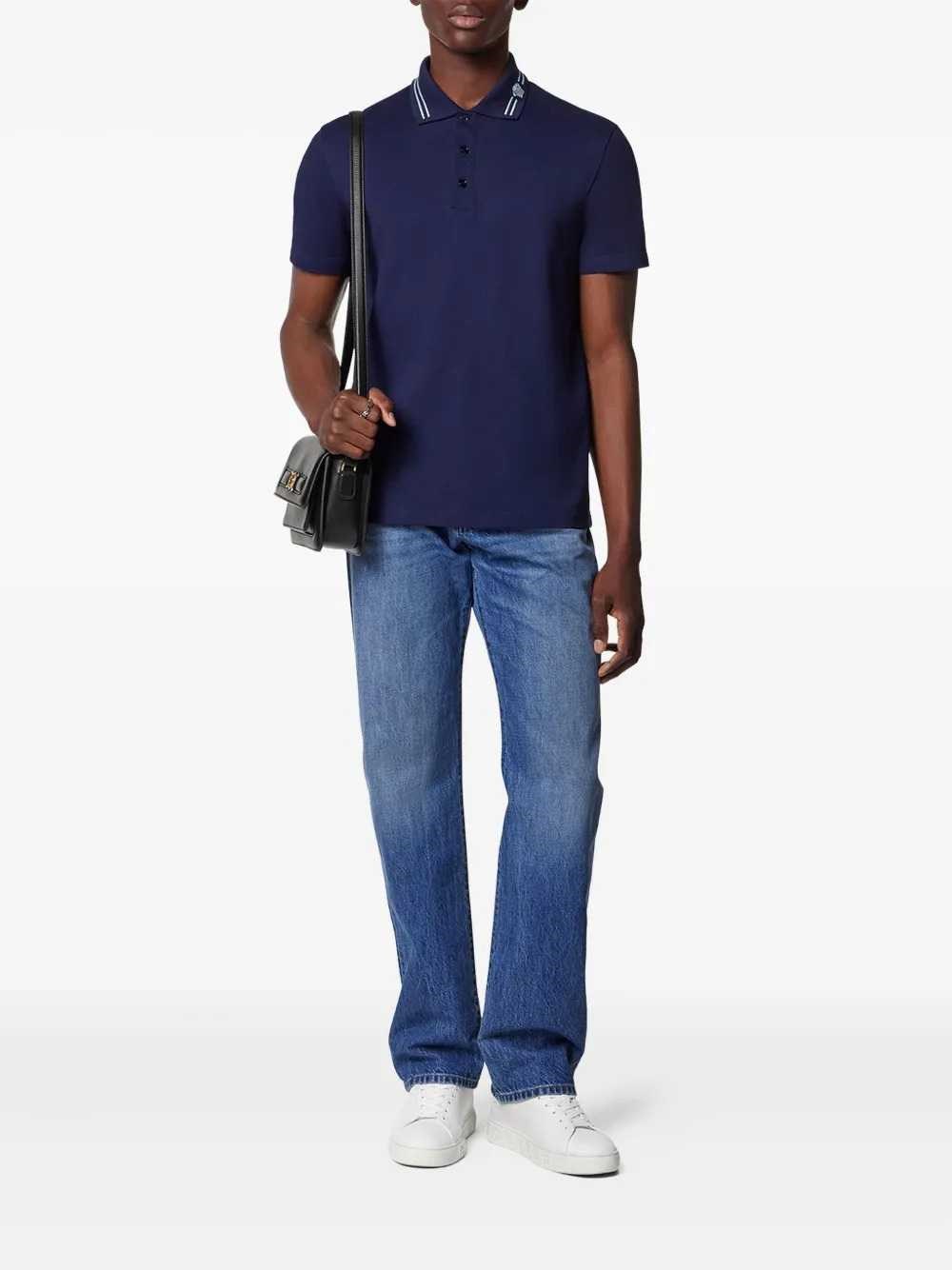 VERSACE embroidered cotton polo shirt