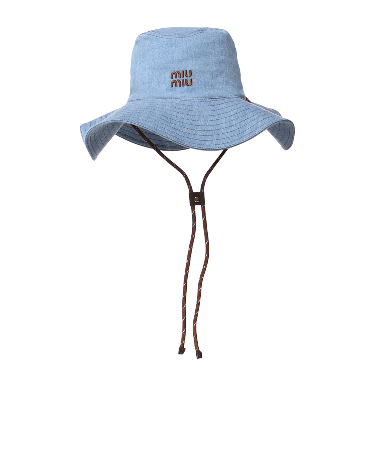 Miu Miu Navy Blue Embroidered Wide Brim Bucket Hat Navy Denim Bucket Hat | Miu Miu - United States main image 2
