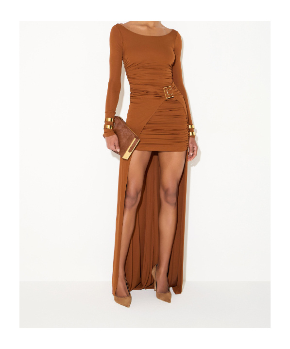 ELISABETTA FRANCHI Elisabetta Franchi Crêpe Jersey Dress with Gold-Tone Hardware