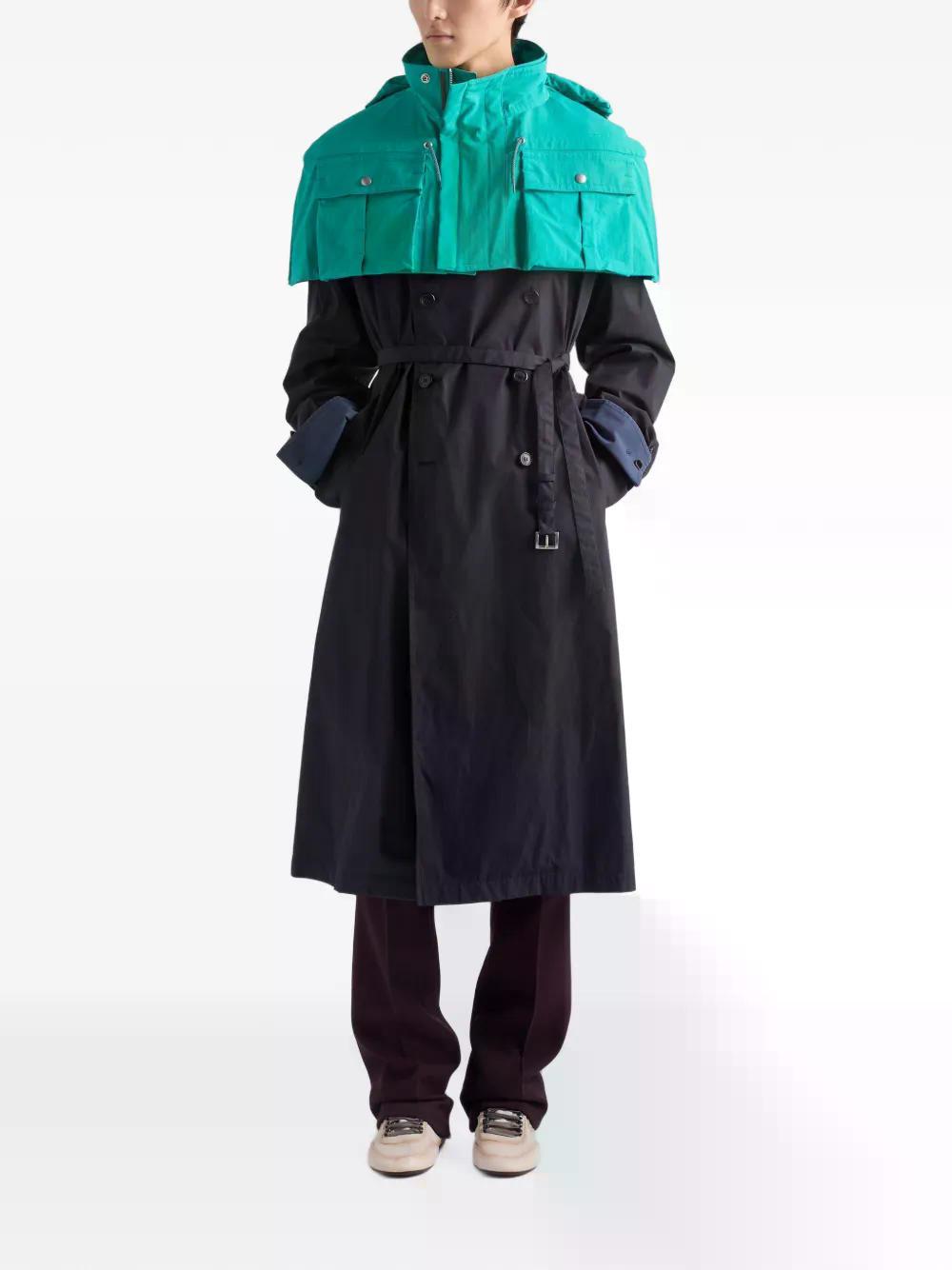 PRADA Prada Technical Fabric Capelet with Hood and Utility Pockets