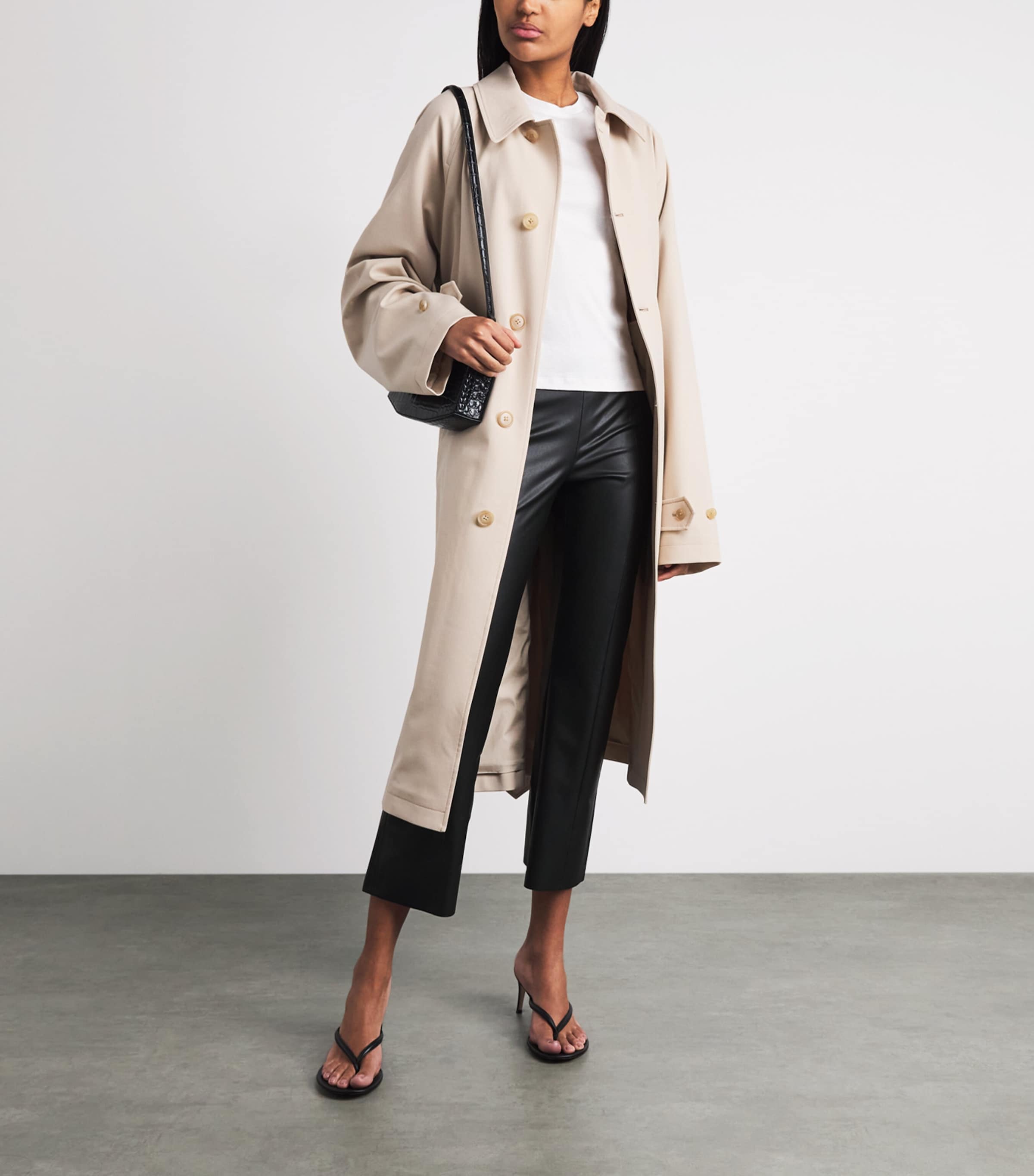 WOLFORD Wolford Faux Leather Cropped Slim Fit Trousers
