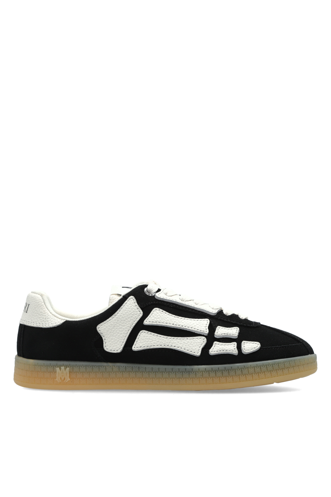 AMIRI Amiri "PACYFIC FOOTBALL" Black Leather Sneakers with White Skeletal Motif