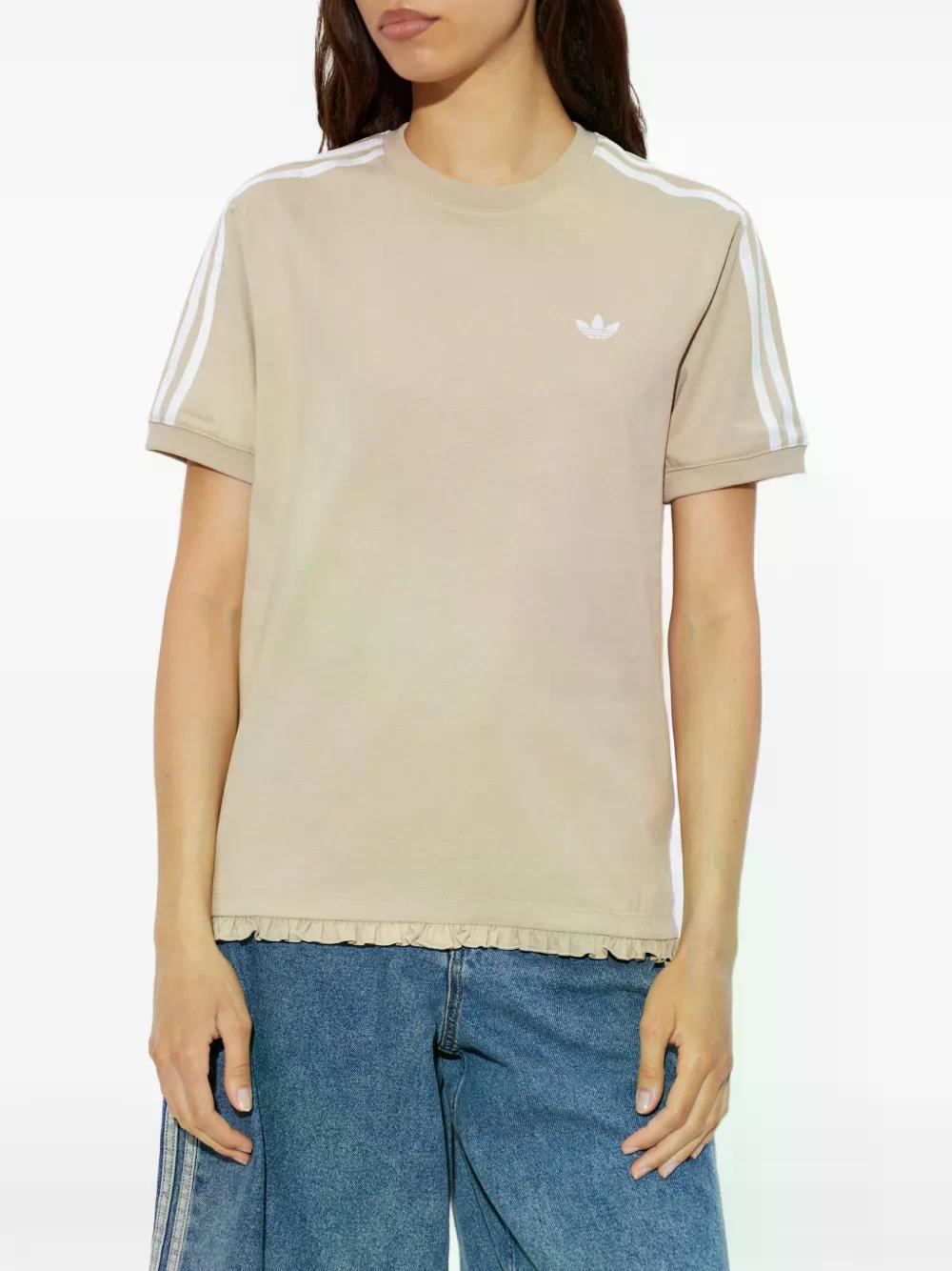 ADIDAS Ruffle Hem Striped Sleeve T-Shirt