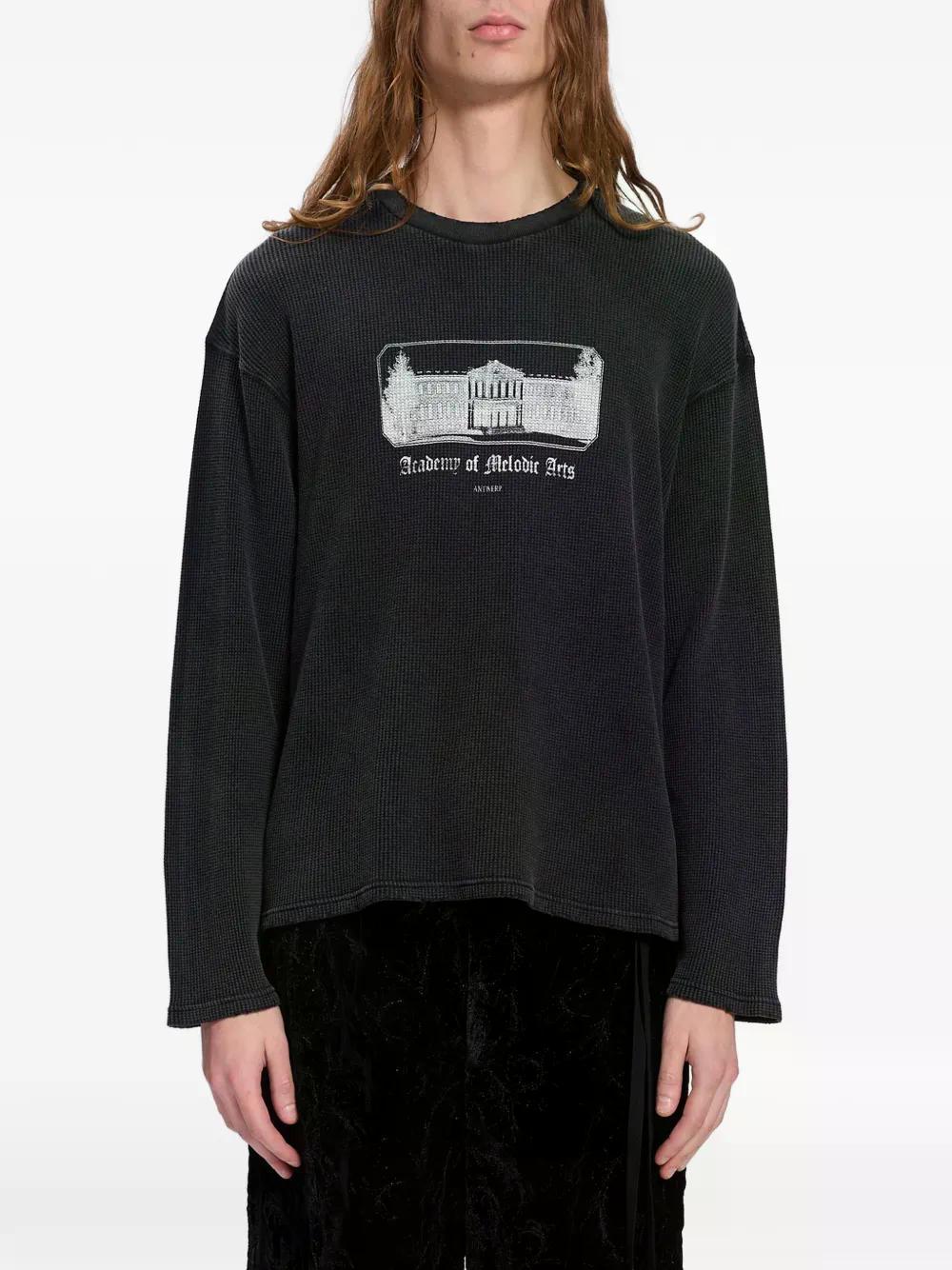 ANN DEMEULEMEESTER graphic-print waffle-knit t-shirt