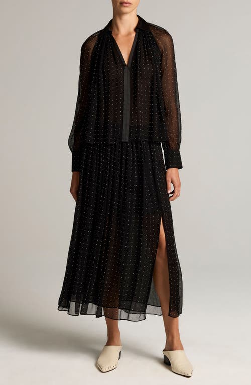 VINCE Vince Heat Set Dot Sheer Pleated Midi Skirt