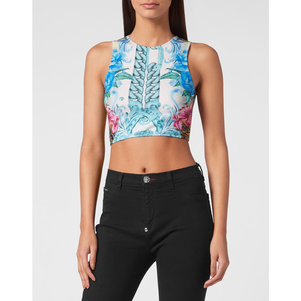 PHILIPP PLEIN Philipp Plein Hawaii Print Stretch Cropped Top