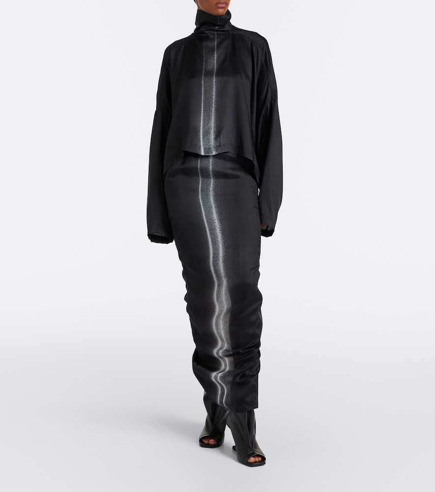 RICK OWENS Rick Owens Gathered Printed Maxi Skirt