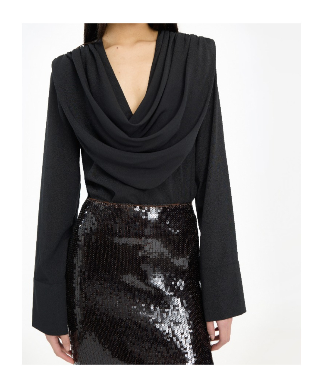 ROTATE BY BIRGER CHRISTENSEN ROTATE Draped Long Sleeve Blouse