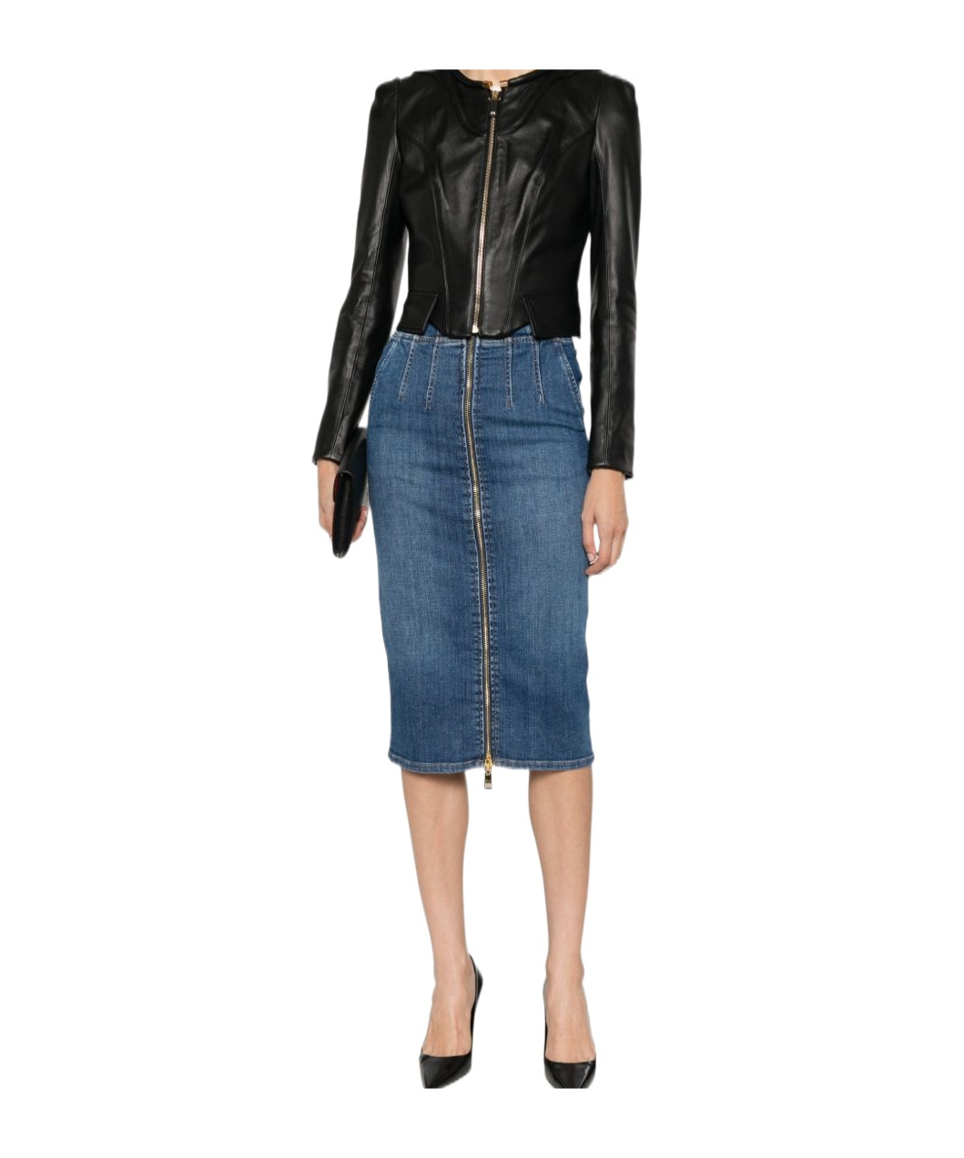 ELISABETTA FRANCHI Elisabetta Franchi Corset High-Waist Denim Pencil Skirt