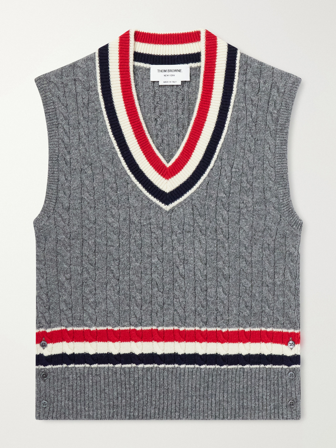 THOM BROWNE Thom Browne Mid-Rise Pleated Skirt with Tricolor Stripe Detail