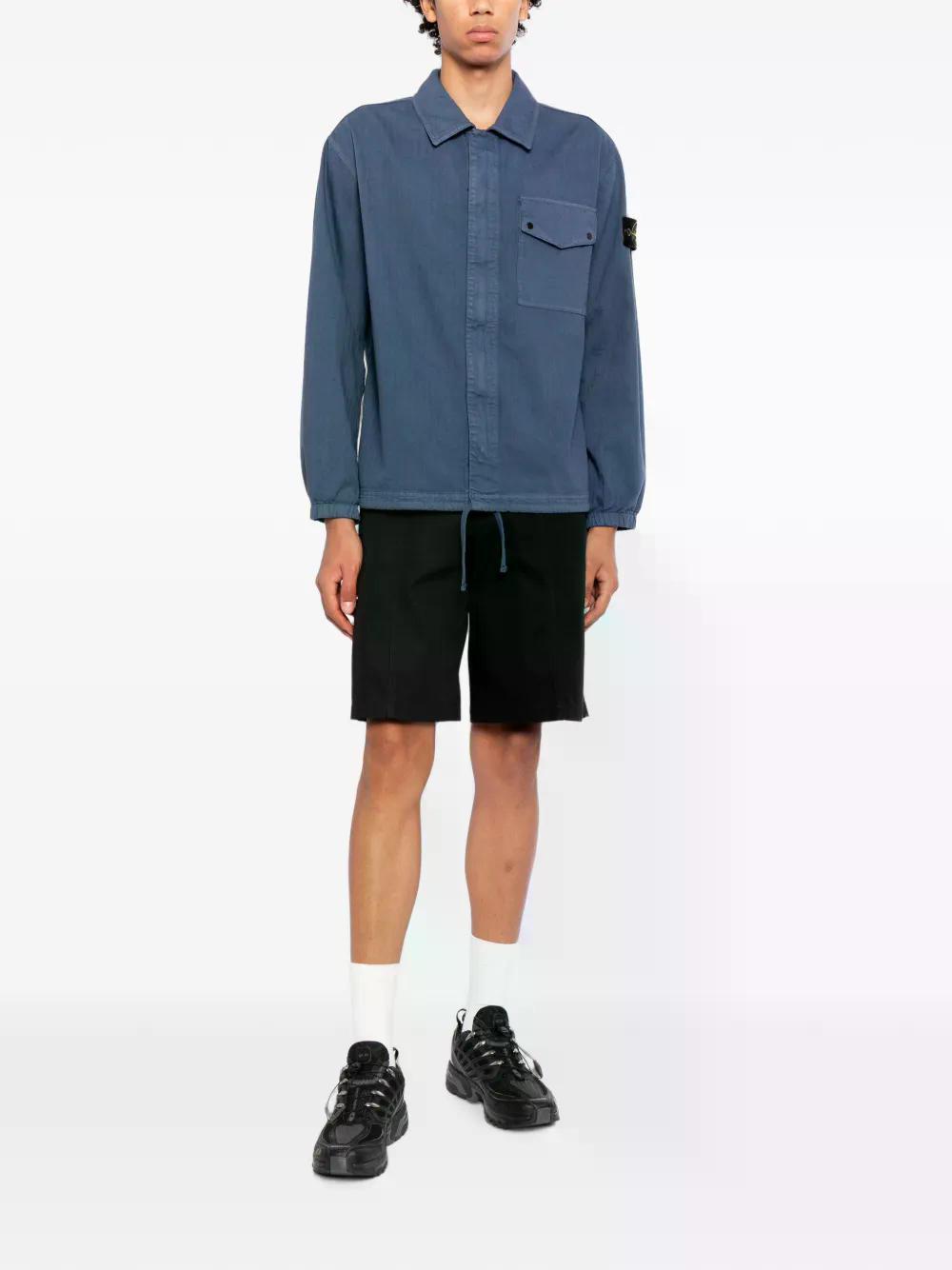 STONE ISLAND compass-patch herringbone shirt