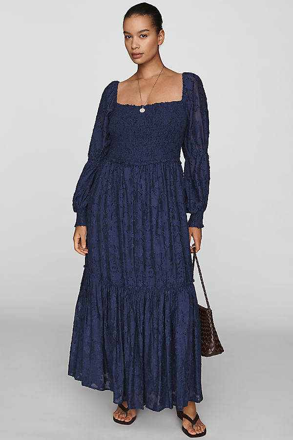 ANTHROPOLOGIE By Anthropologie Tiered Puff Sleeve Midi Dress