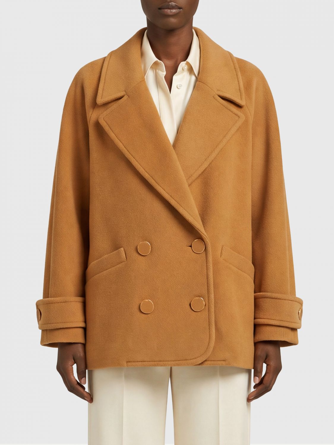 CHLOÉ Chloé Double-Breasted Merino Wool Peacoat