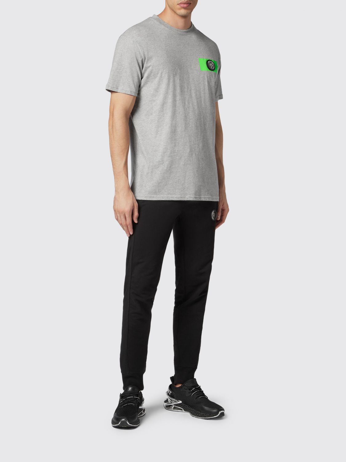PLEIN SPORT short-sleeved cotton t-shirt with contrasting printed logo
