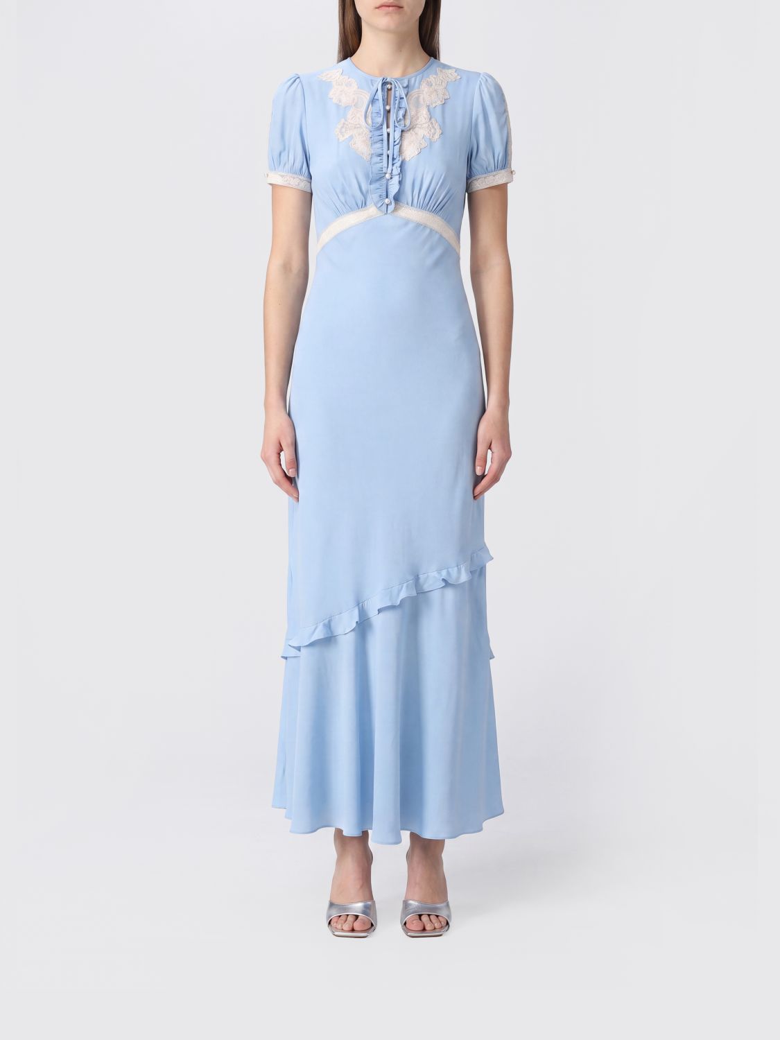 SELF-PORTRAIT Self-Portrait Lace-Insert Midi Sheath Dress