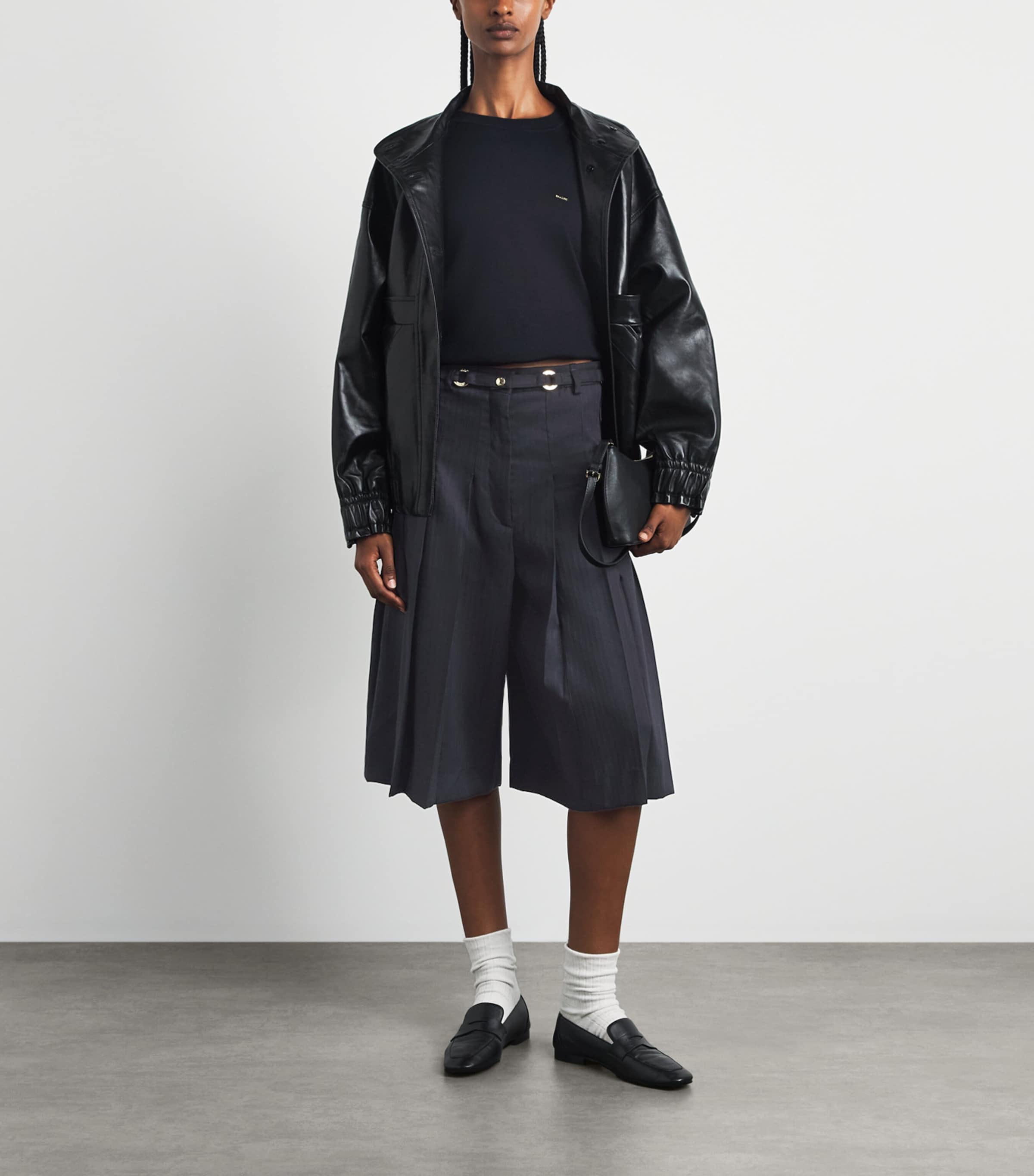 SANDRO Sandro Paris Belted Pleated Wool-Blend Shorts