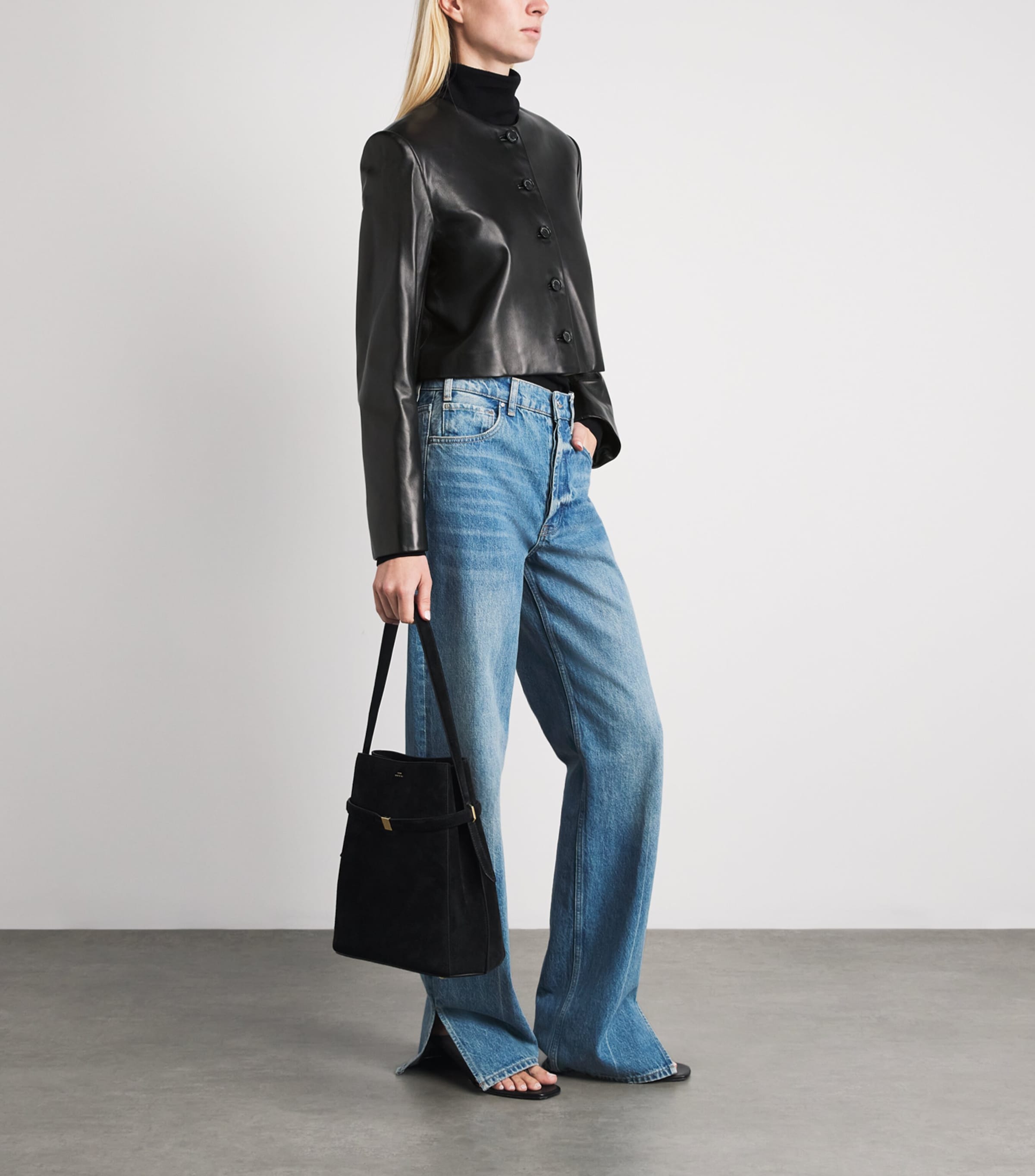BRANDON MAXWELL Brandon Maxwell Ryder Leather Cropped Jacket