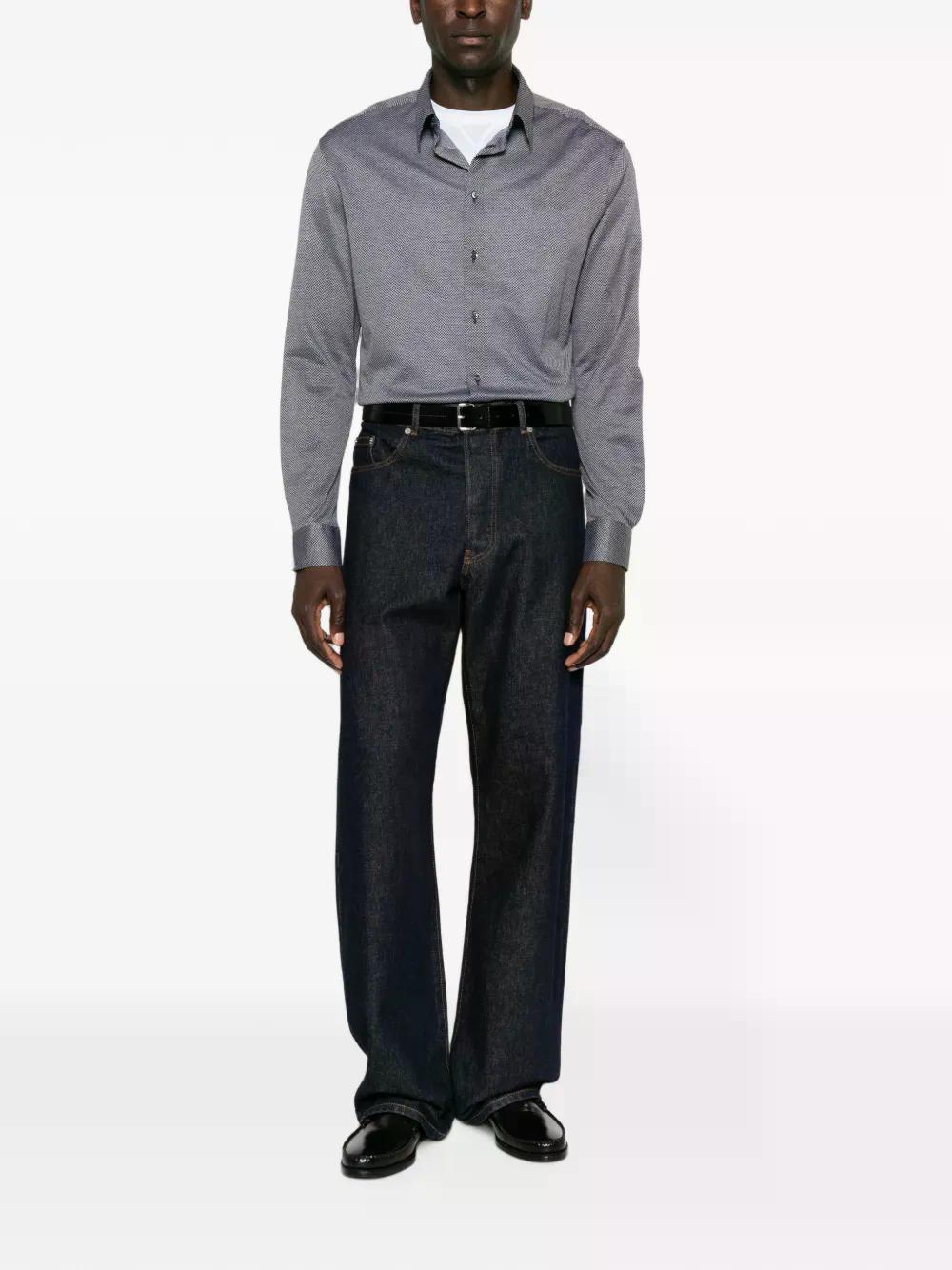 GIORGIO ARMANI shirt regular fit in micro jacquard cotton jersey