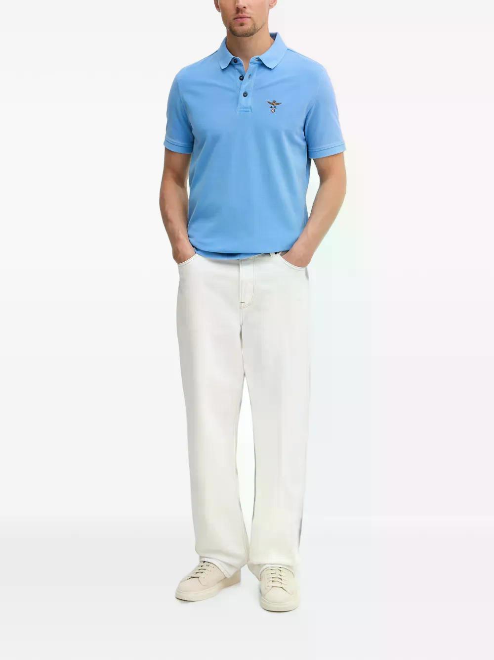 AERONAUTICA MILITARE logo-embroidered piqué polo shirt