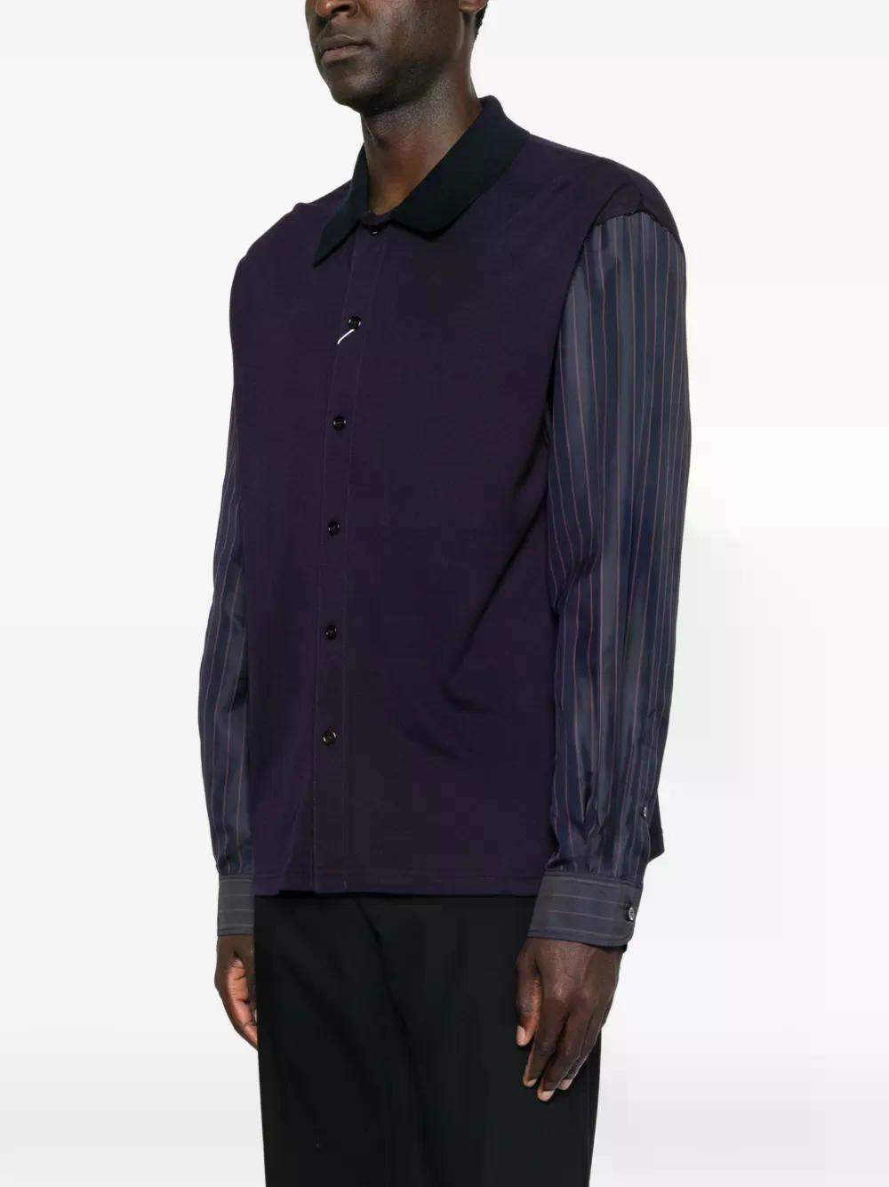 MAISON MARGIELA pinstripe-sleeve panelled cotton shirt