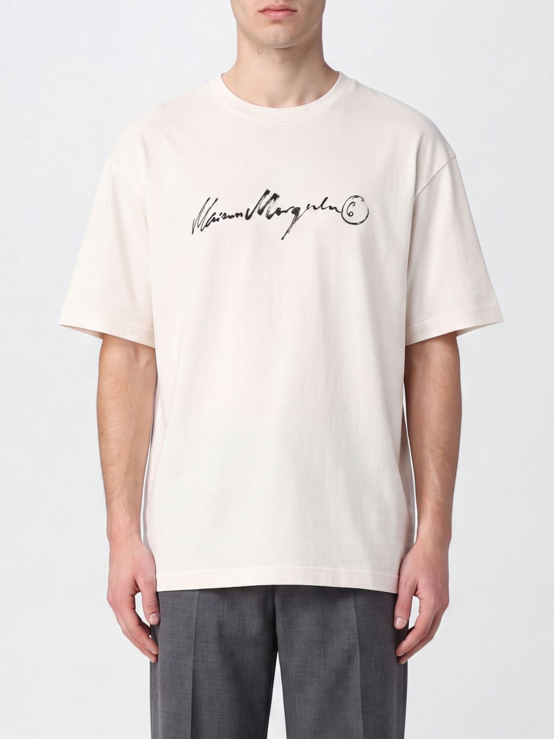 MAISON MARGIELA cotton t-shirt with slogan print and dropped shoulders