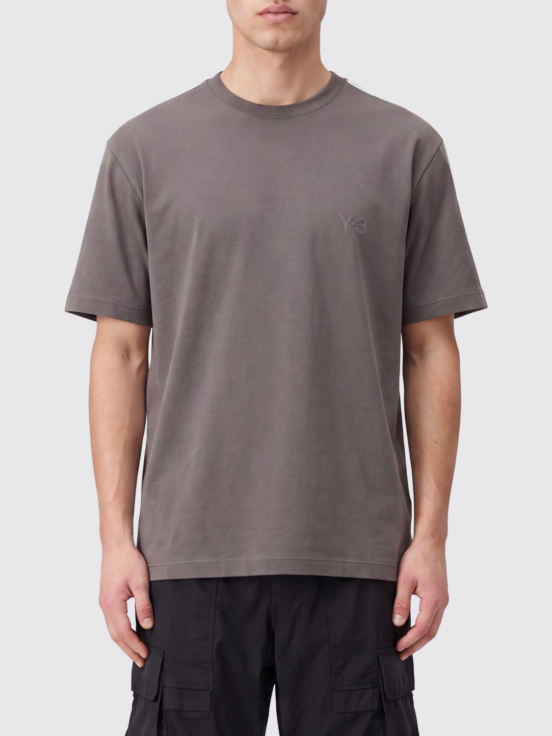Y3 crewneck cotton t-shirt with short sleeves and tone-on-tone logo