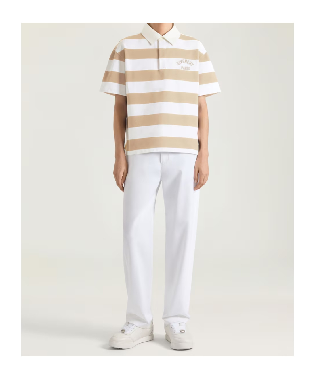 GIVENCHY Striped polo in cotton with Givenchy Paris embroidery