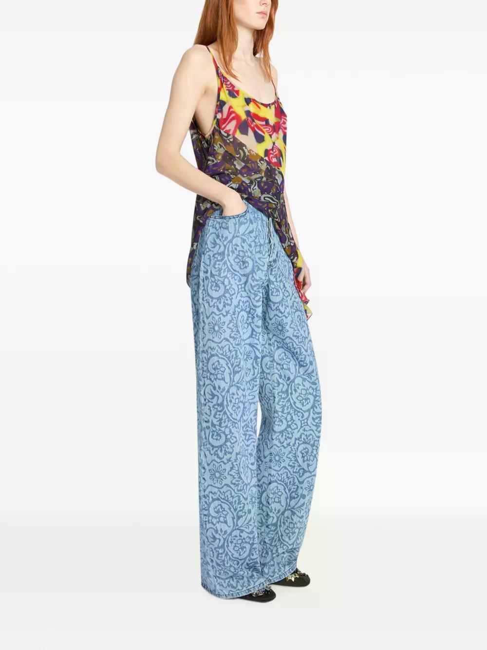 DRIES VAN NOTEN DRIES VAN NOTEN Printed Wide Leg Denim Pants