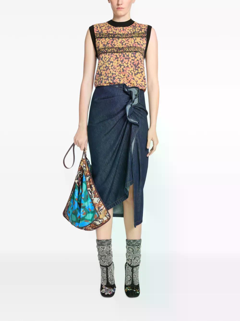 DRIES VAN NOTEN DRIES VAN NOTEN Draped Denim Skirt