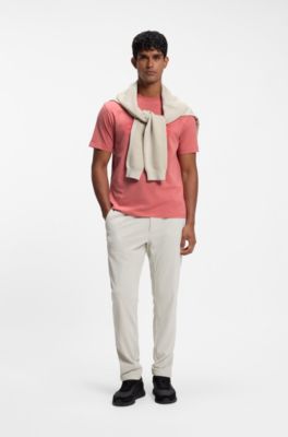 BOSS tonal flocked-logo t-shirt in stretch cotton